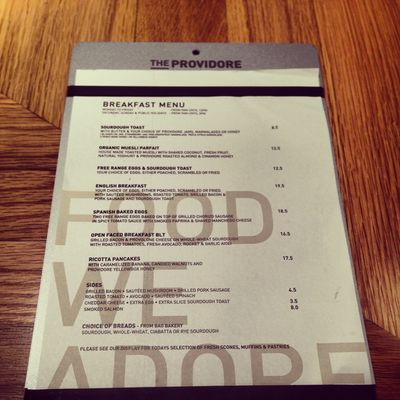 The Providore Menu à Mandarin Gallery - Paris-Singapore